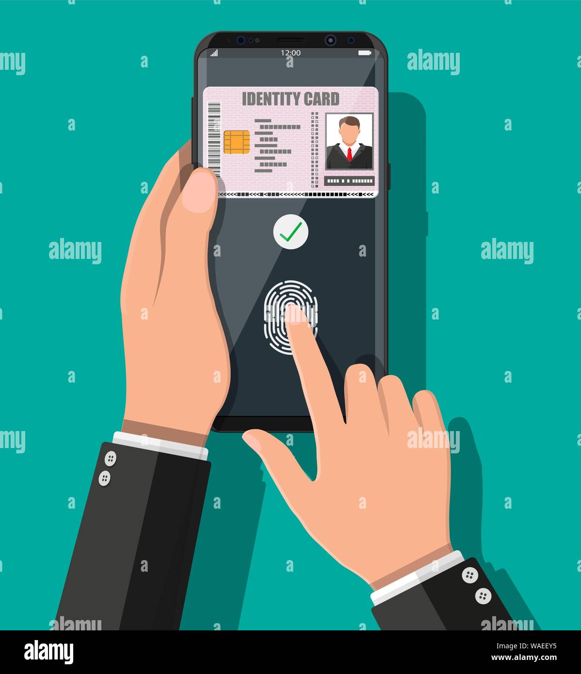 Hand with smartphone with id card application Stock Vector Image & Art ...
