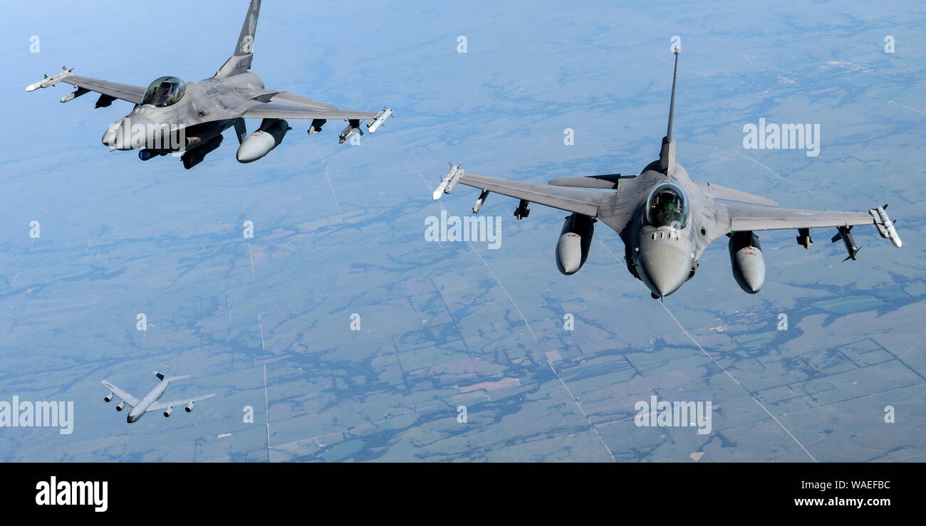 Two 138th Fighter Wing F-16 Fighting Falcons and a 507th Air Refueling ...