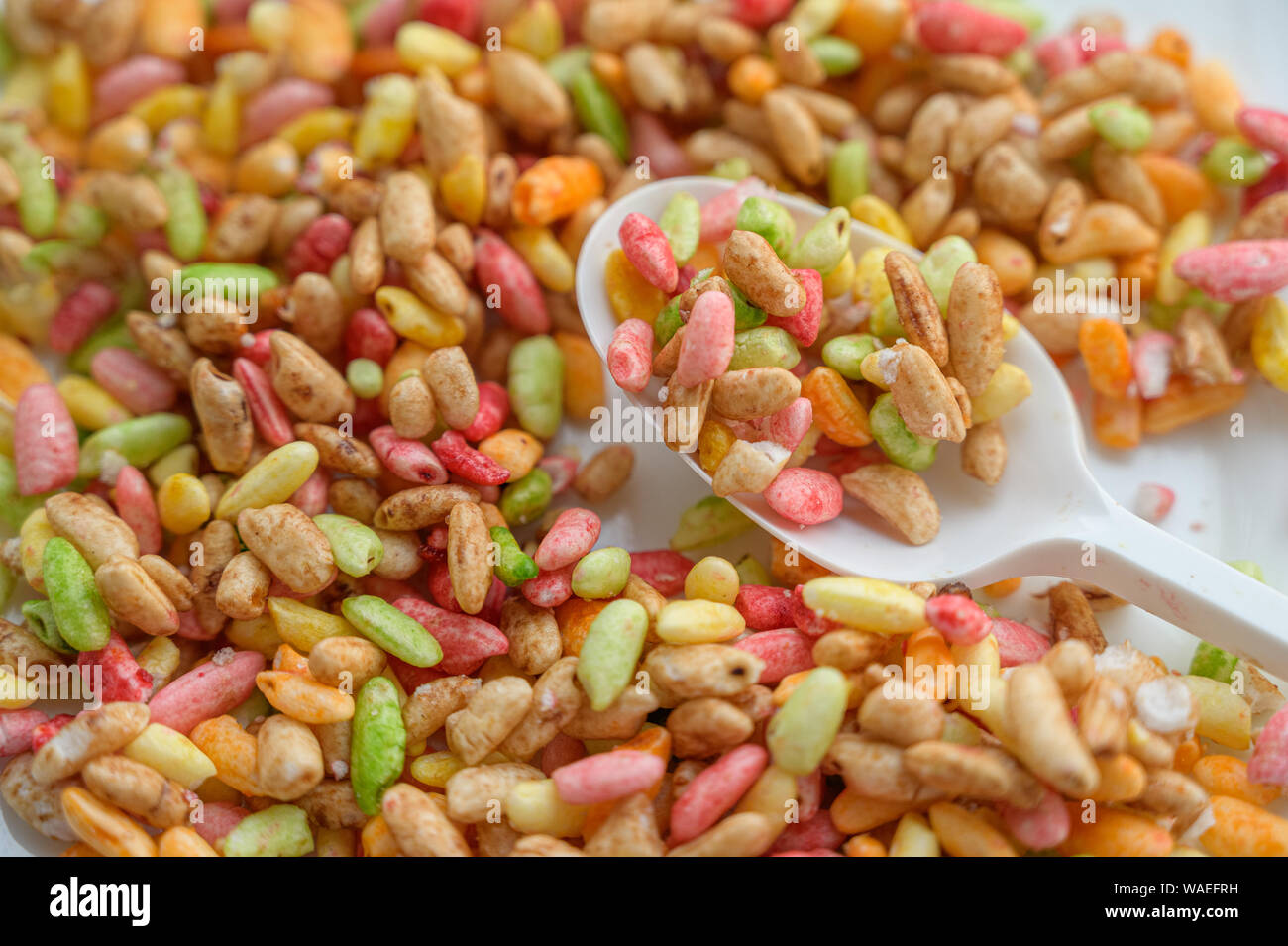 Puffed rice closeup - texture background Stock Photo - Alamy