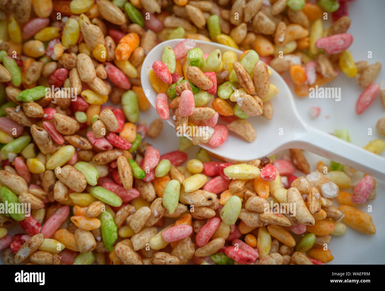 Puffed rice closeup - texture background Stock Photo - Alamy