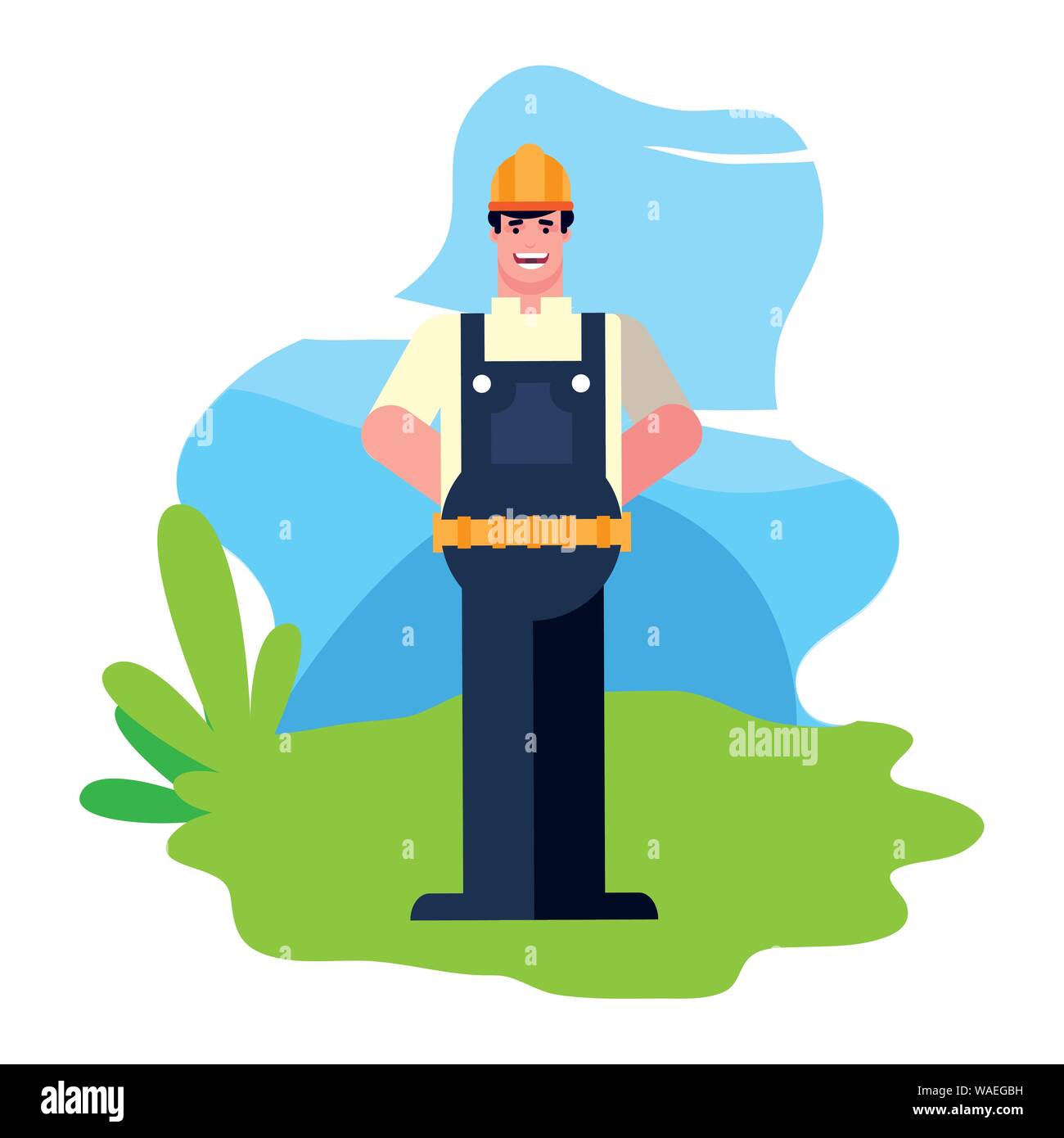 happy labor day - worker employee outdoor vector illustration Stock ...