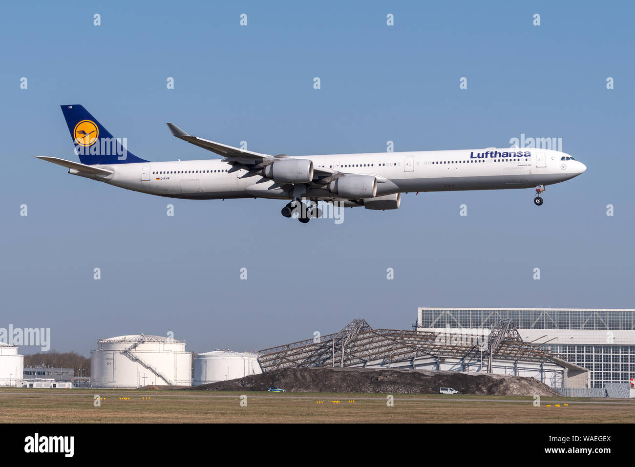 Munich, Germany - March 31. 2019 : Lufthansa Airbus A340-642 with the ...