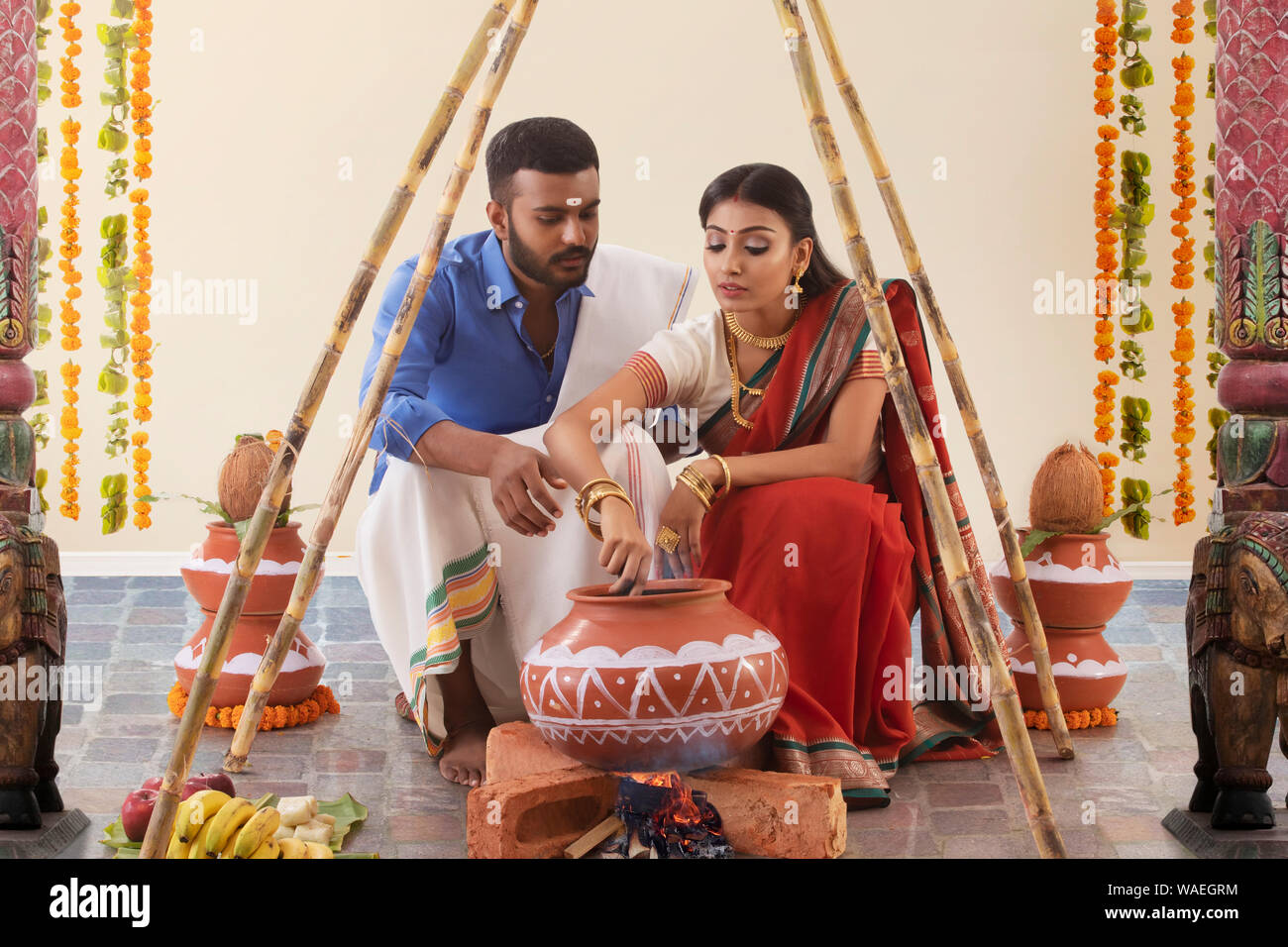 Indian festival pongal pot decoration hi-res stock photography and ...