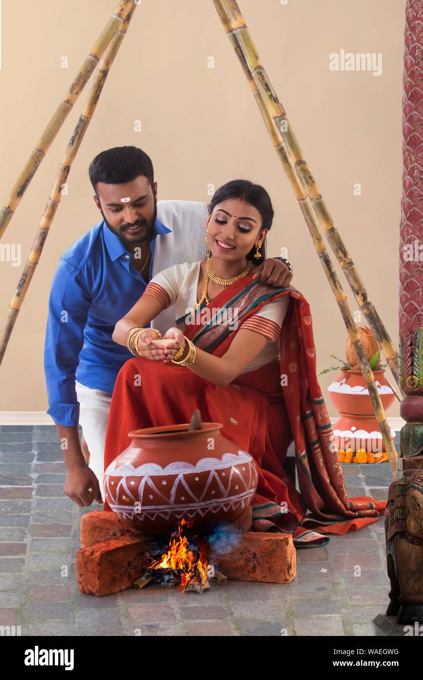 Indian festival pongal pot decoration hi-res stock photography and ...