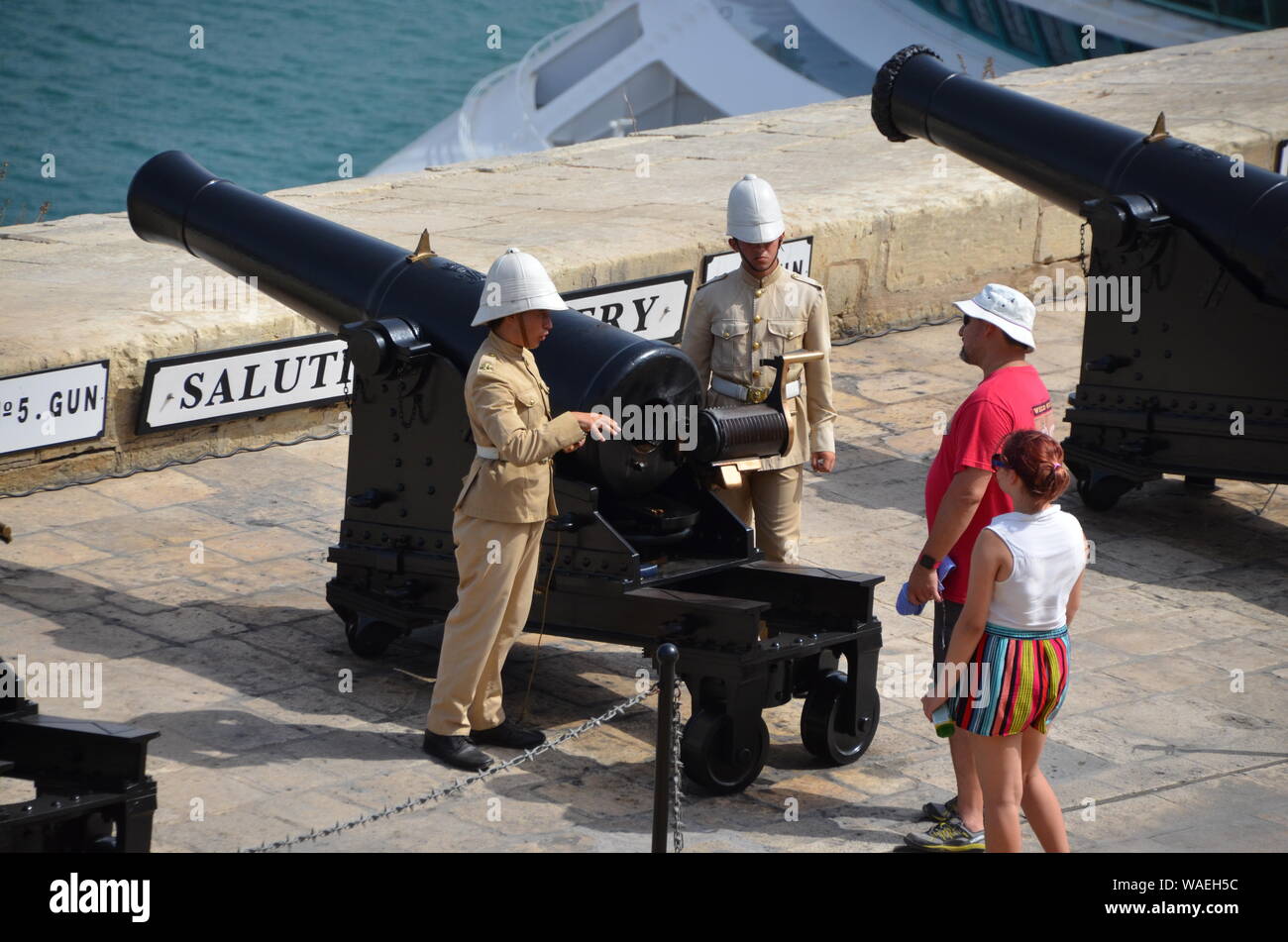 the saluting battery in valletta malta firing daily at midday noon ...