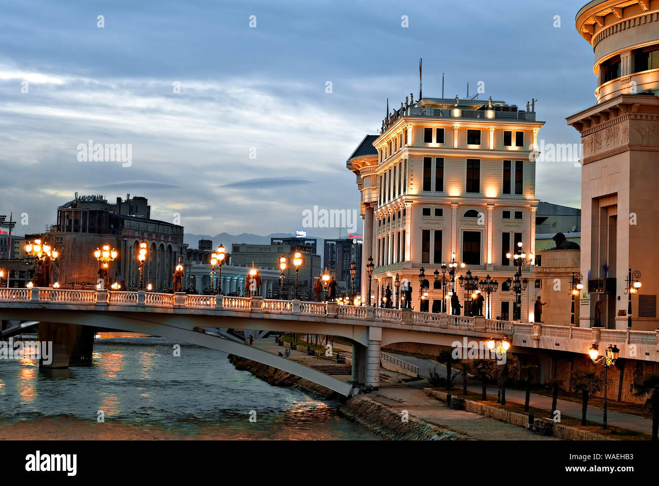 Bridge over Vardar River;Skopje;Northern Macedonia Stock Photo - Alamy