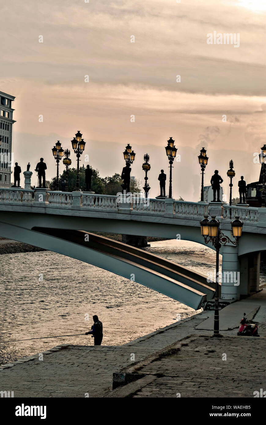 Bridge over Vardar River;Skopje;Northern Macedonia Stock Photo - Alamy