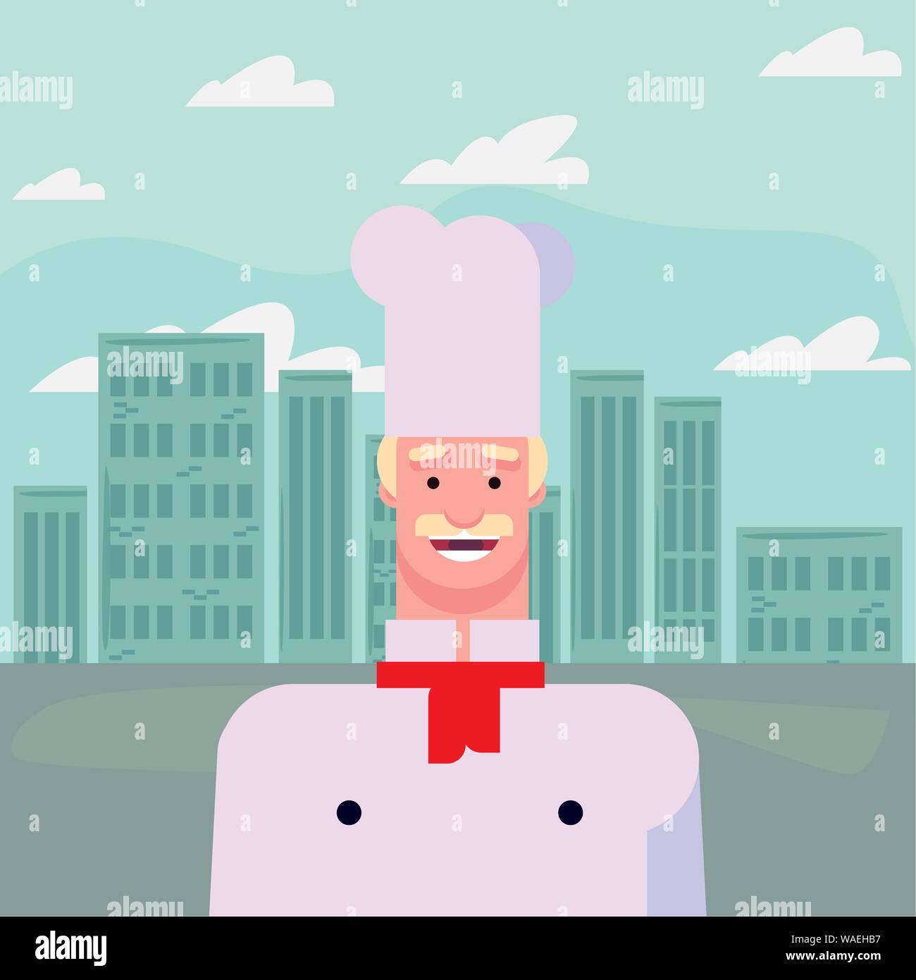 happy labor day - chef character in the street city vector illustration ...
