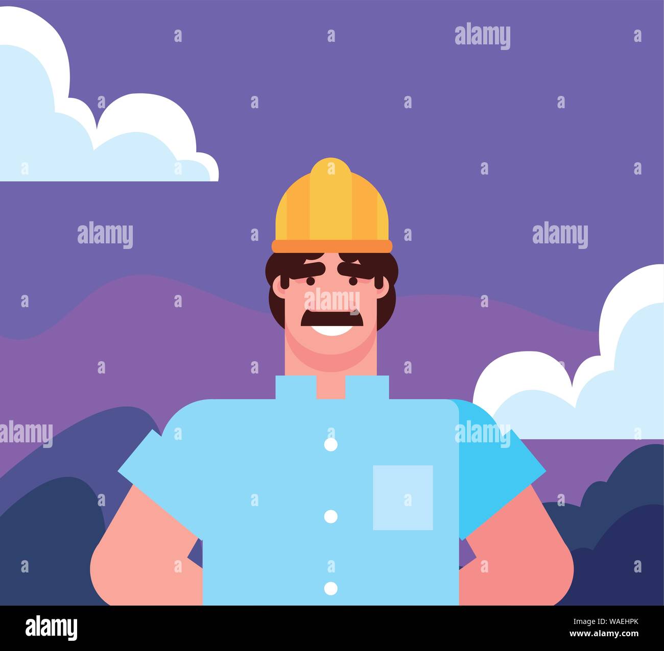 happy labor day - contractor man employee landscape vector illustration ...