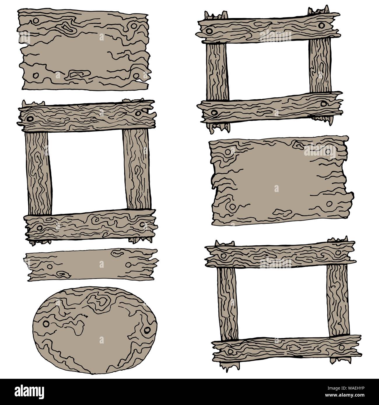 Wooden sketch frame set. Vector illustration Stock Vector Image & Art ...