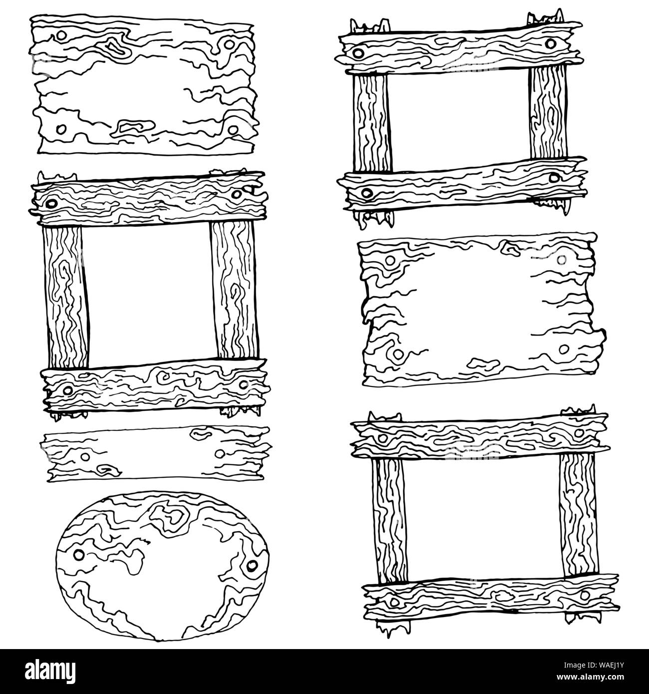 Wooden sketch frame set. Vector illustration Stock Vector Image & Art ...
