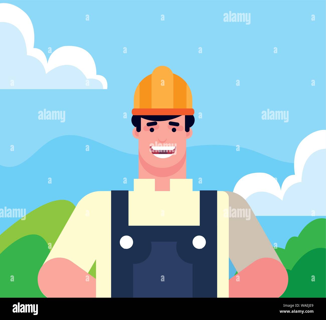 happy labor day - worker employee landscape vector illustration Stock ...