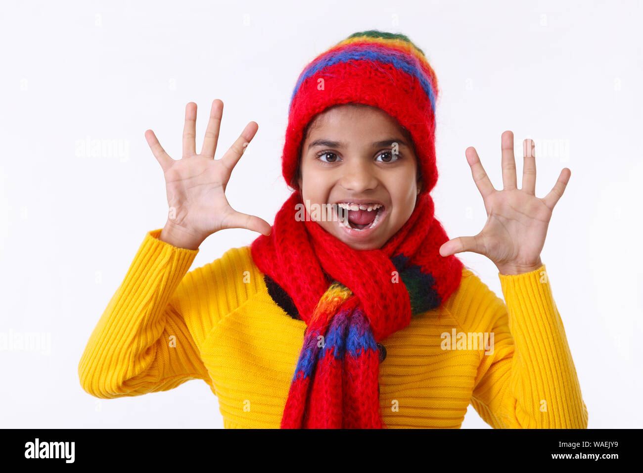 Portrait of a girl doing mischief activity Stock Photo - Alamy