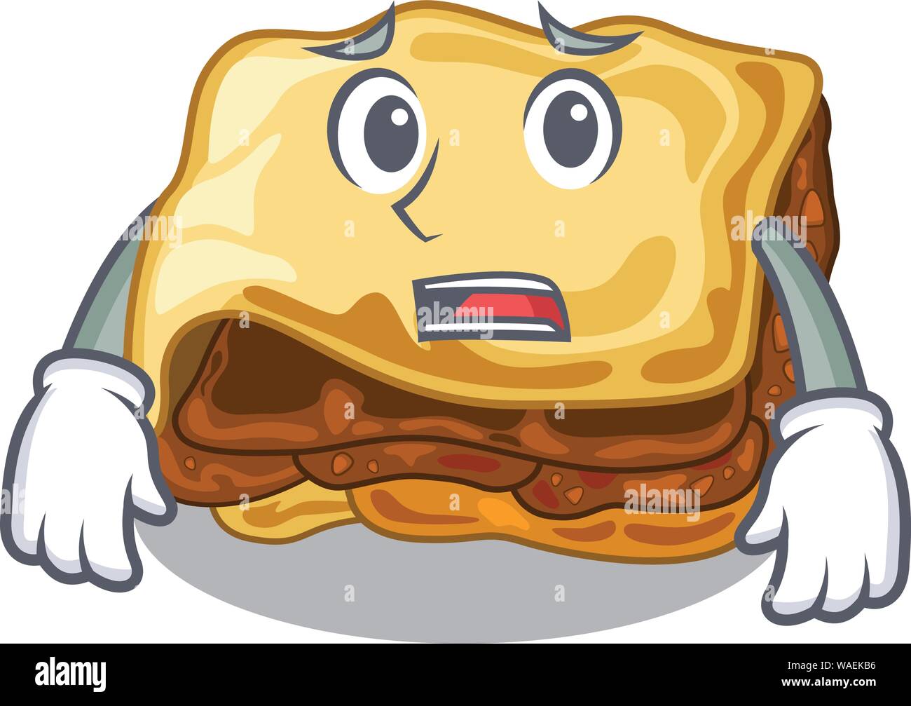 Afraid moussaka isolated with in the cartoon Stock Vector Image & Art ...