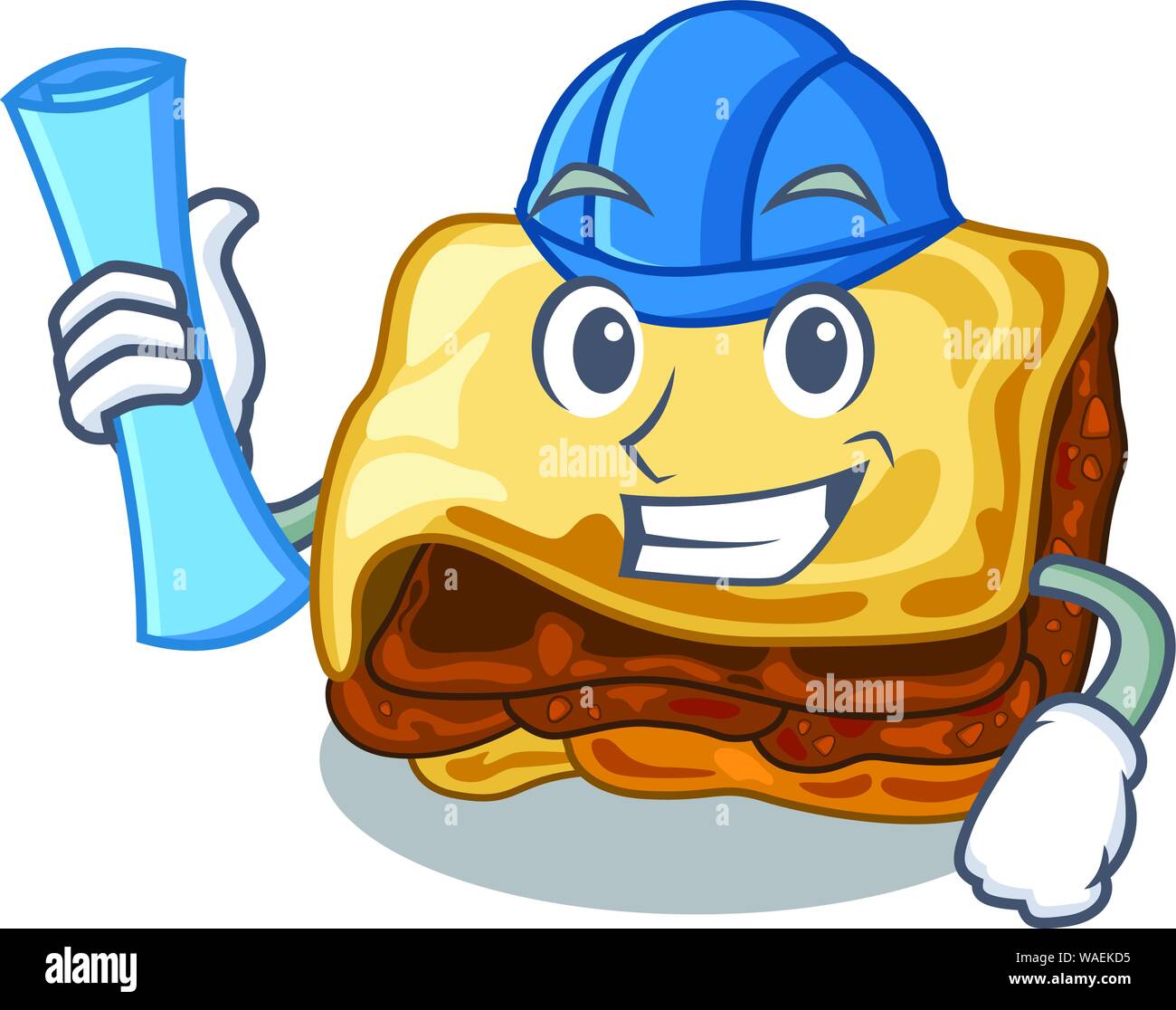 Architect moussaka is cooked in cartoon pan Stock Vector Image & Art ...