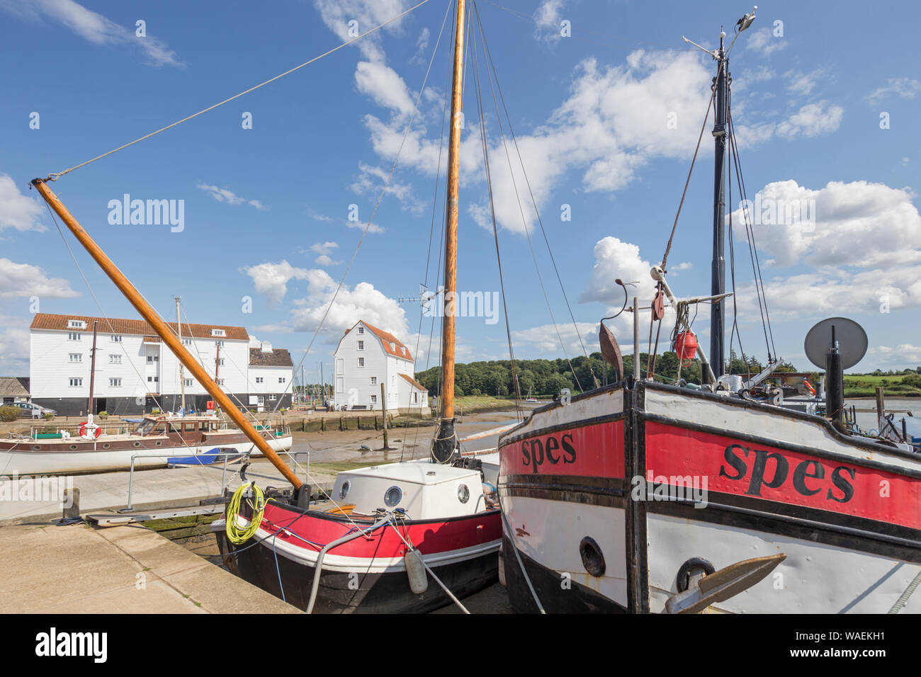 Woodbridge harbour and Tide Mill on the River Deben, Suffolk, East ...