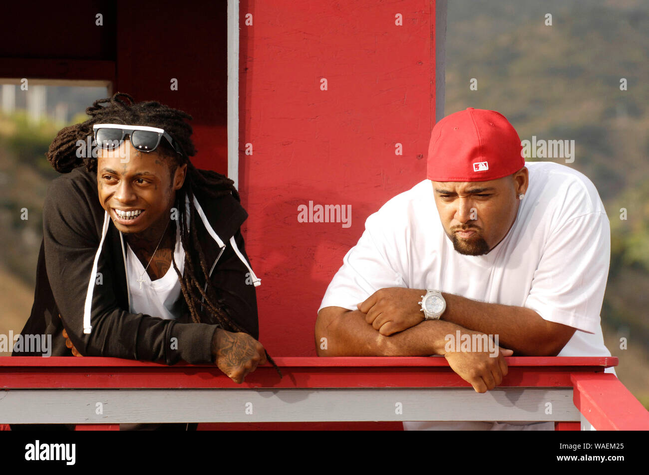(L-R) Rappers Lil Wayne and Mack 10 on-set at the Mack 10 ft. Lil Wayne ...