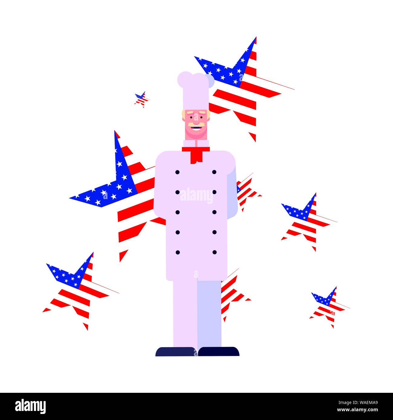 happy labor day - chef american flag stars vector illustration Stock ...