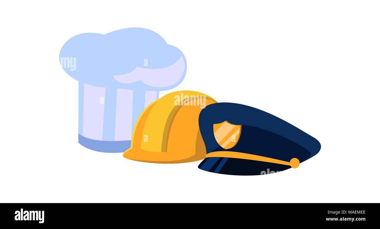 happy labor day - police worker chef helmet tool vector illustration ...