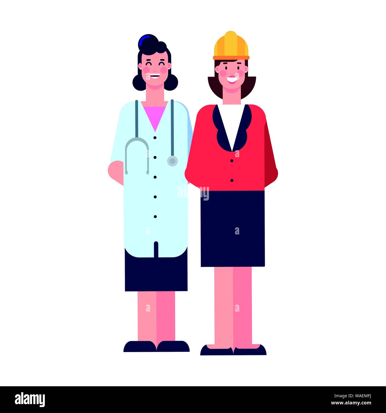 happy labor day - female doctor and egineer professional occupation ...