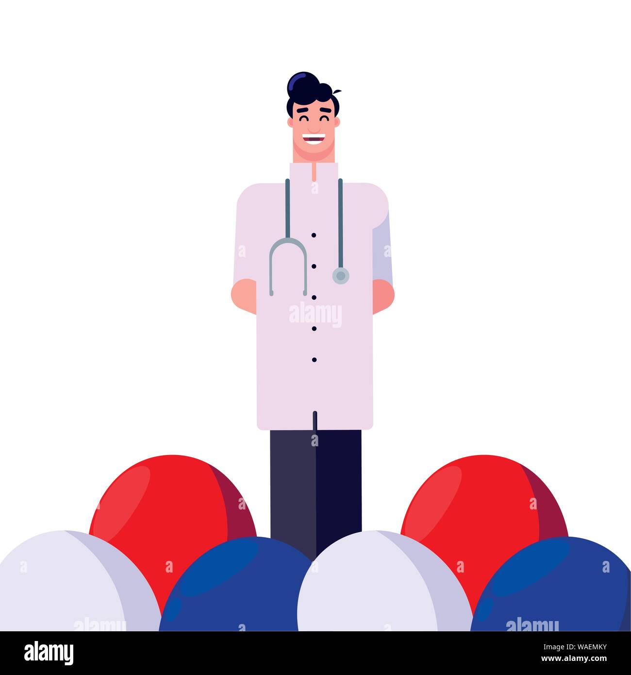 happy labor day - doctor balloons decoration vector illustration Stock ...