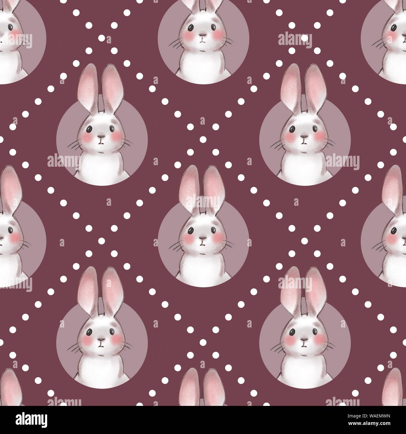 Cute cartoon rabbits. Seamless pattern. Sweet bunny Stock Photo - Alamy