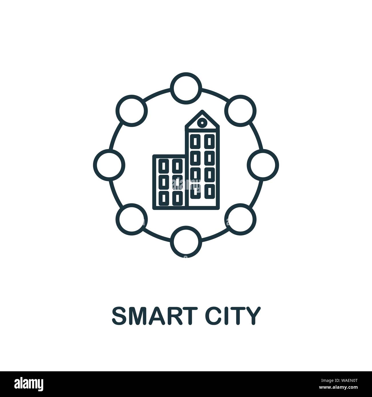 Smart City outline icon. Creative design from smart devices icon ...