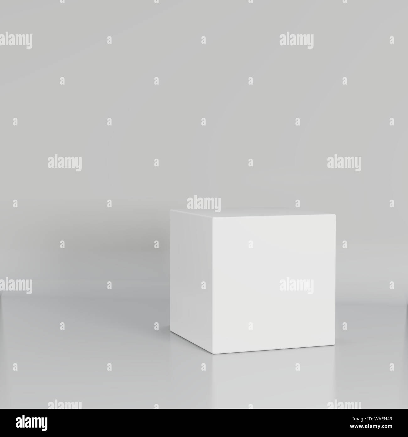 White cube in light studio. 3d rendering background Stock Photo - Alamy