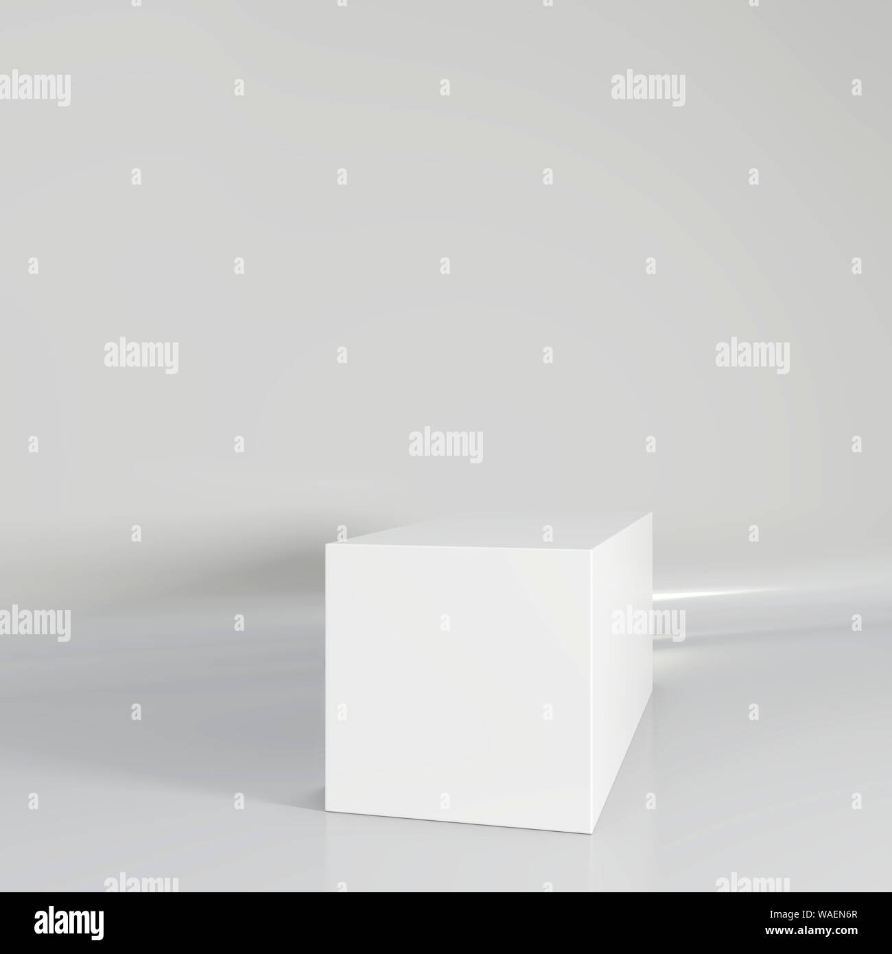 White cube in light studio. 3d rendering background Stock Photo - Alamy