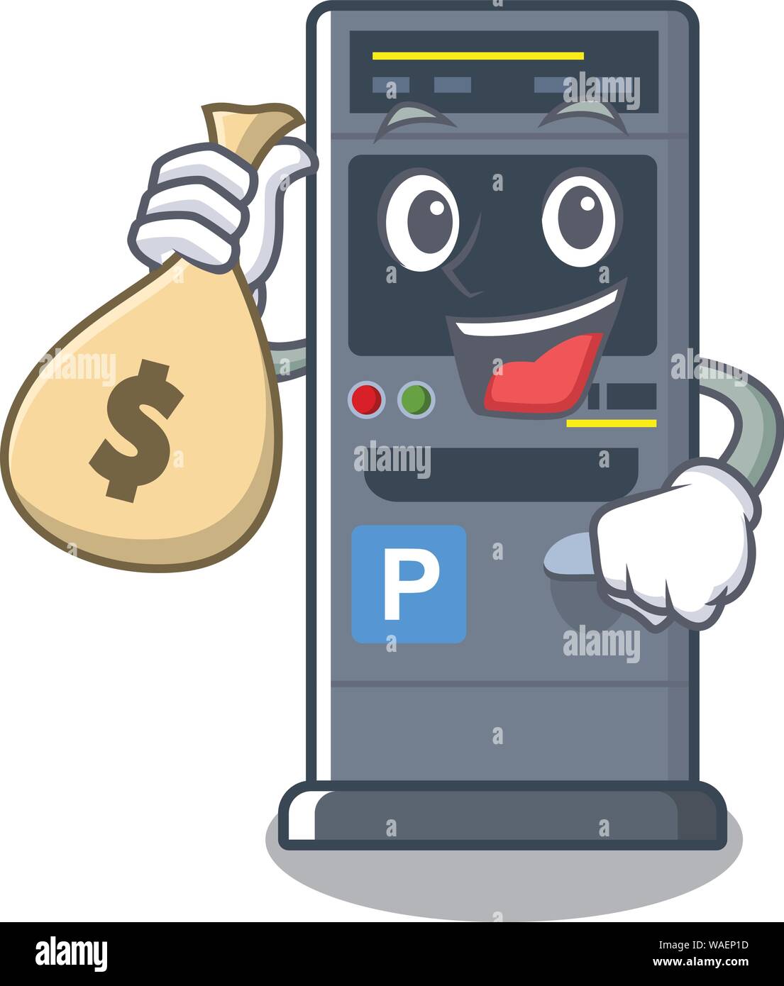 With money bag parking vending machine in a character Stock Vector ...