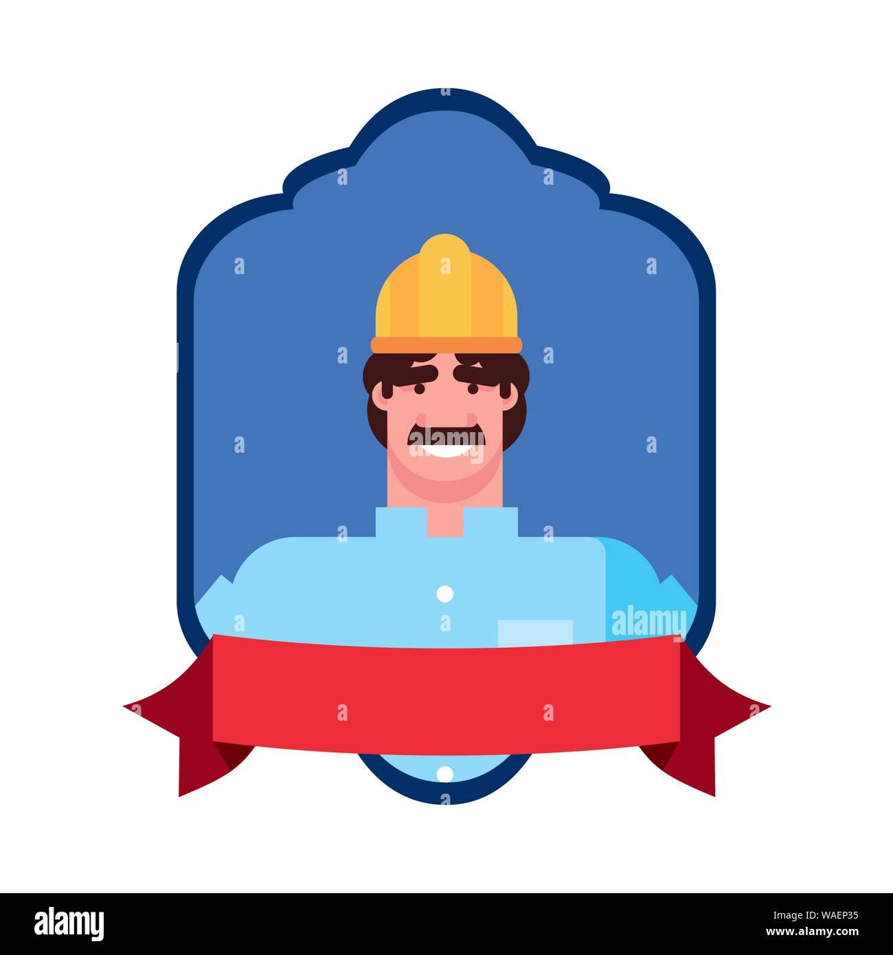 happy labor day - contractor man employment badge vector illustration ...