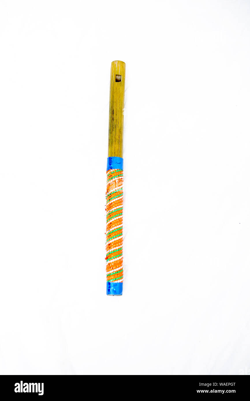 Picture of Krishna flute. Isolated on white background Stock Photo - Alamy