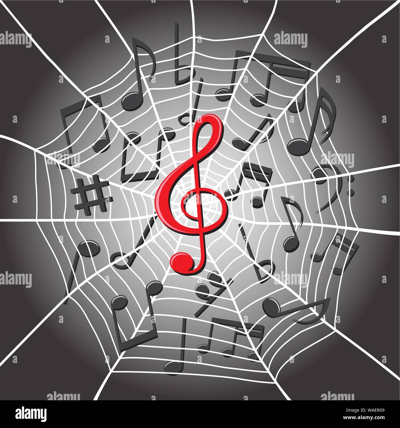 spider web with treble clef music notes Stock Vector Image & Art - Alamy
