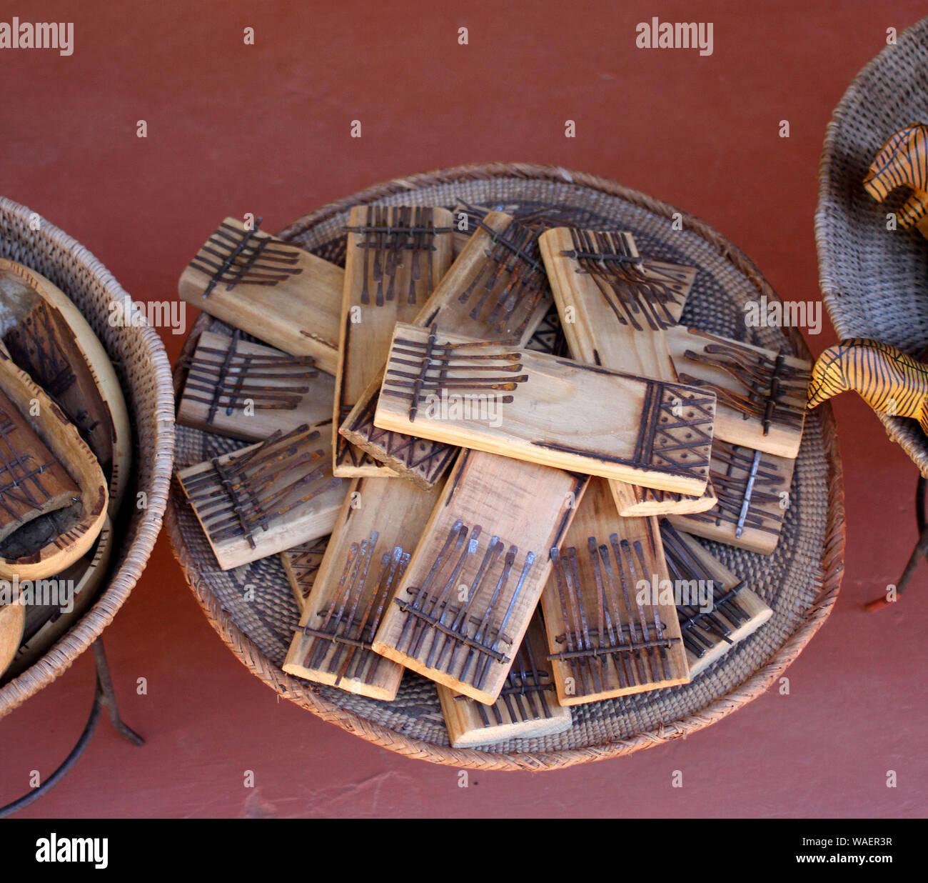 Traditional mbira sold as souvenirs on display at Lesedi Cultural ...