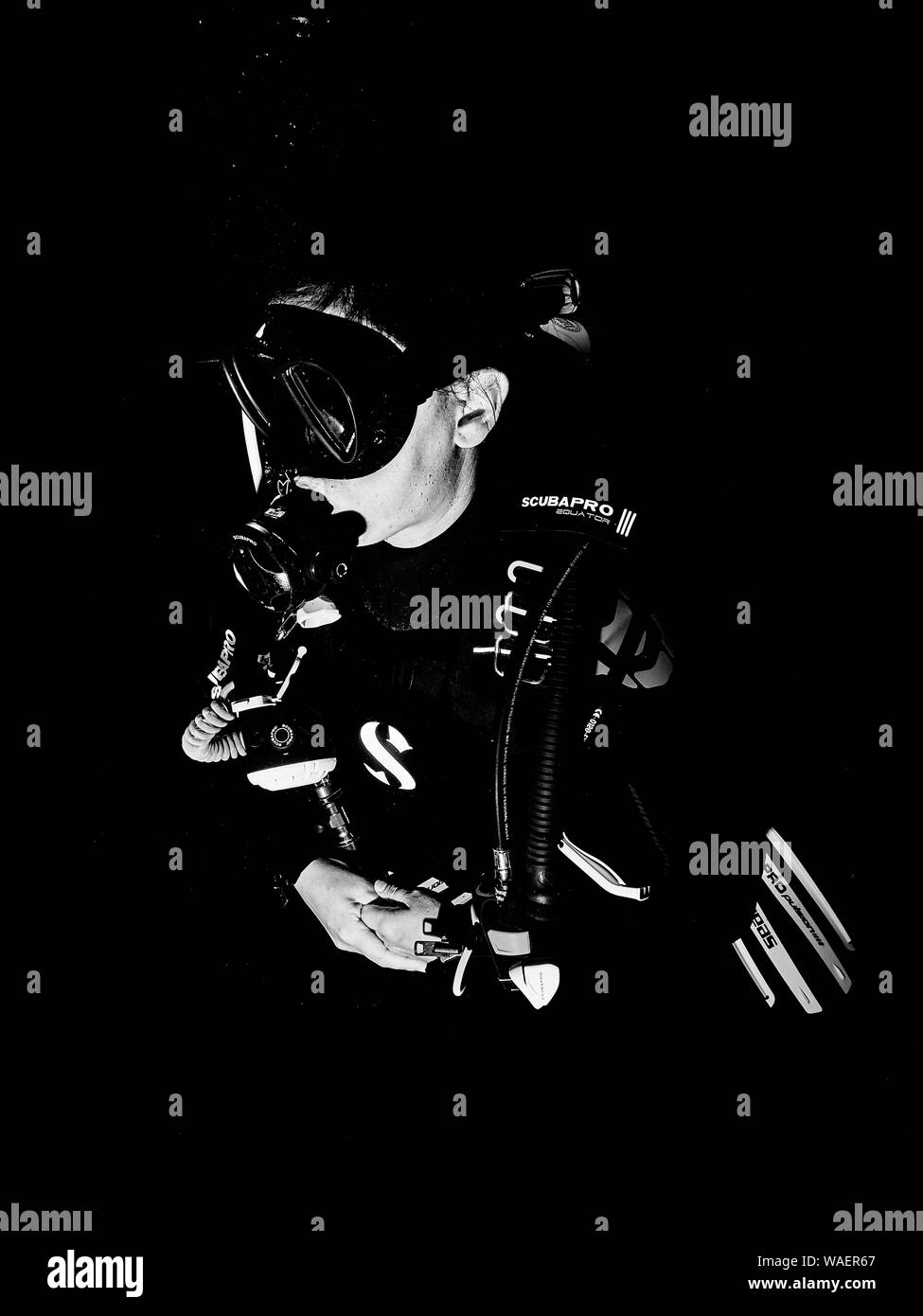 Scuba diver background Black and White Stock Photos & Images - Alamy