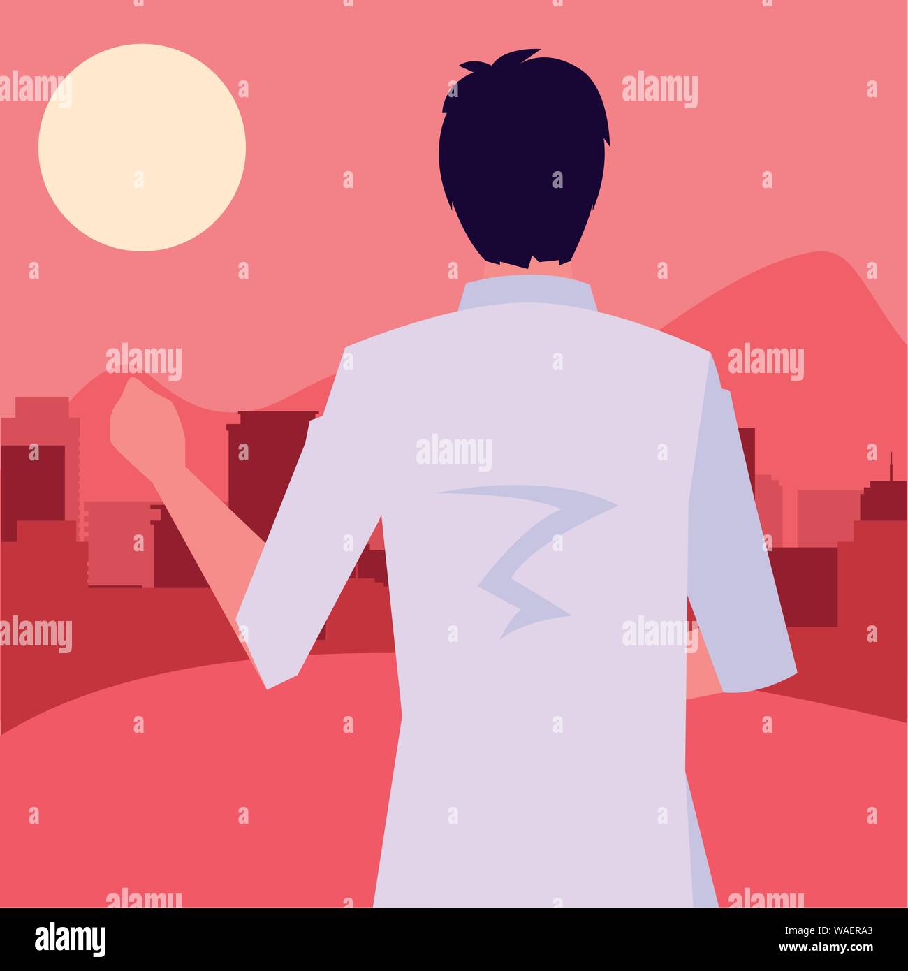 Back view young man walking Stock Vector Images - Alamy