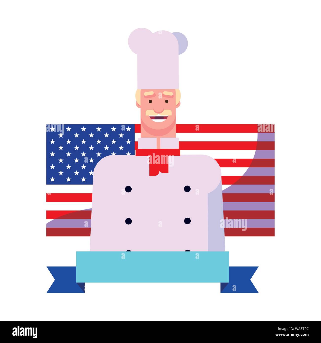 happy labor day - chef american flag ribbon vector illustration Stock ...