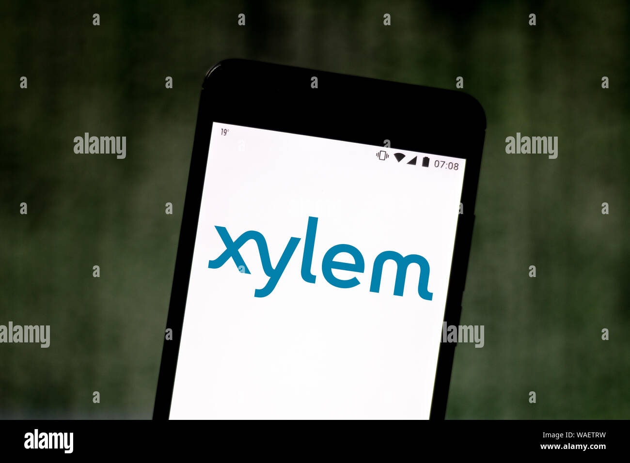 In this photo illustration the Xylem logo is displayed on a smartphone ...
