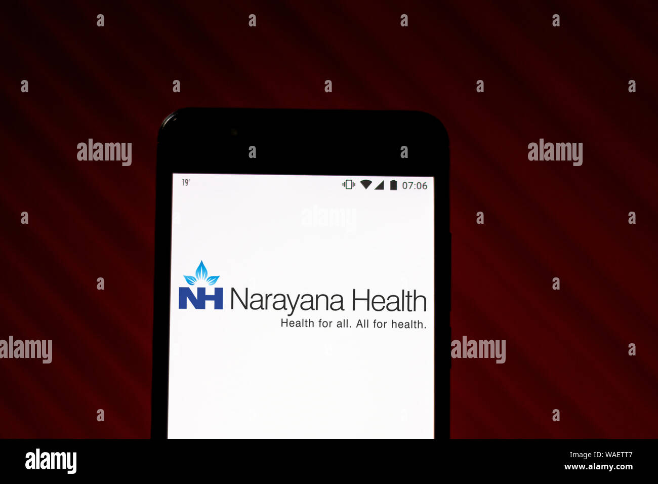 In this photo illustration the Narayana Health logo is displayed on a ...