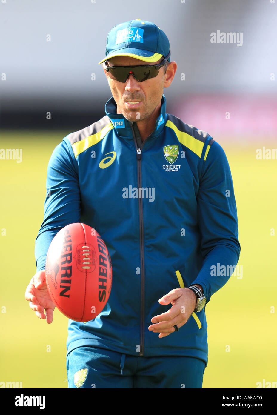 Australia Coach Justin Langer during the nets session at Headingley ...