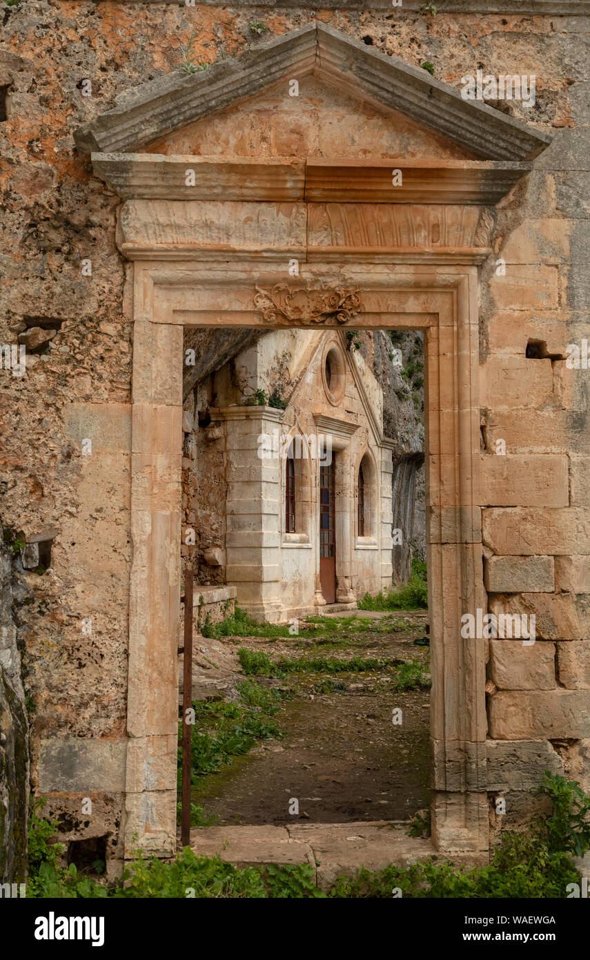 Ruins of the Katholiko monastery, dedicated to St John the Hermit, in ...