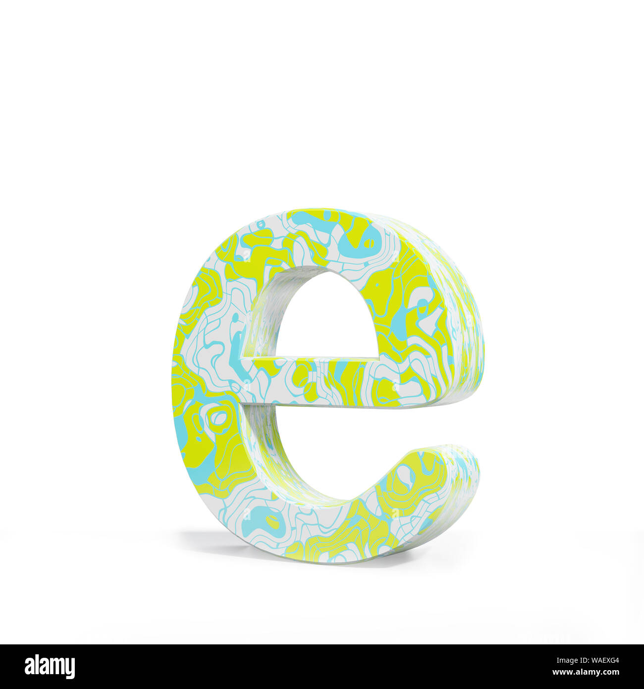 3D rendering letter small E on white background. Signs and symbols ...