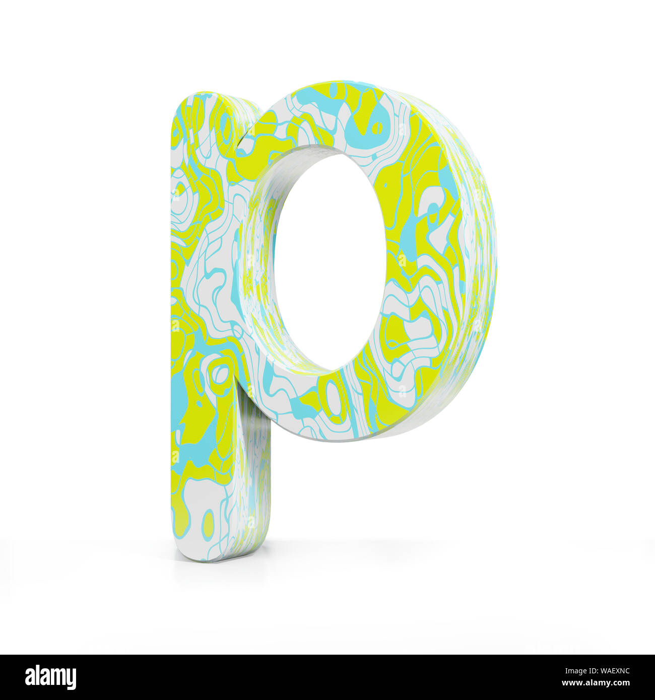 3D rendering letter small P on white background. Signs and symbols ...