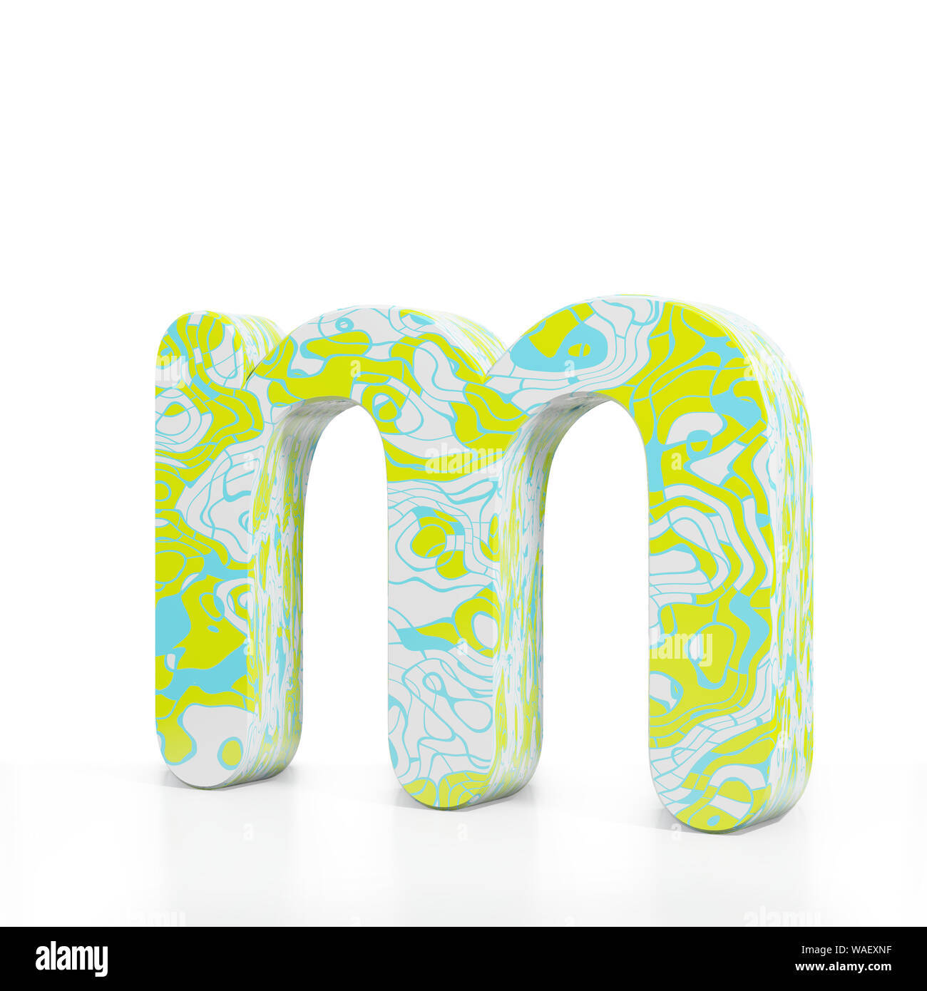 3D rendering letter small M on white background. Signs and symbols ...