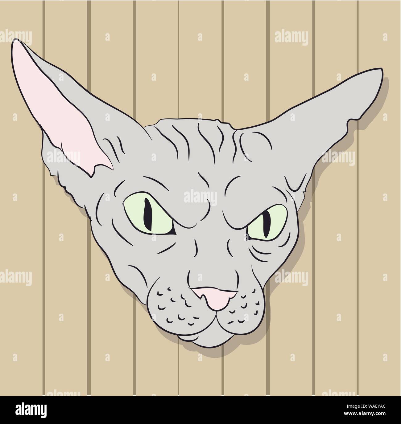 vector illustration, portrait of a cat, bright background, vector Stock ...
