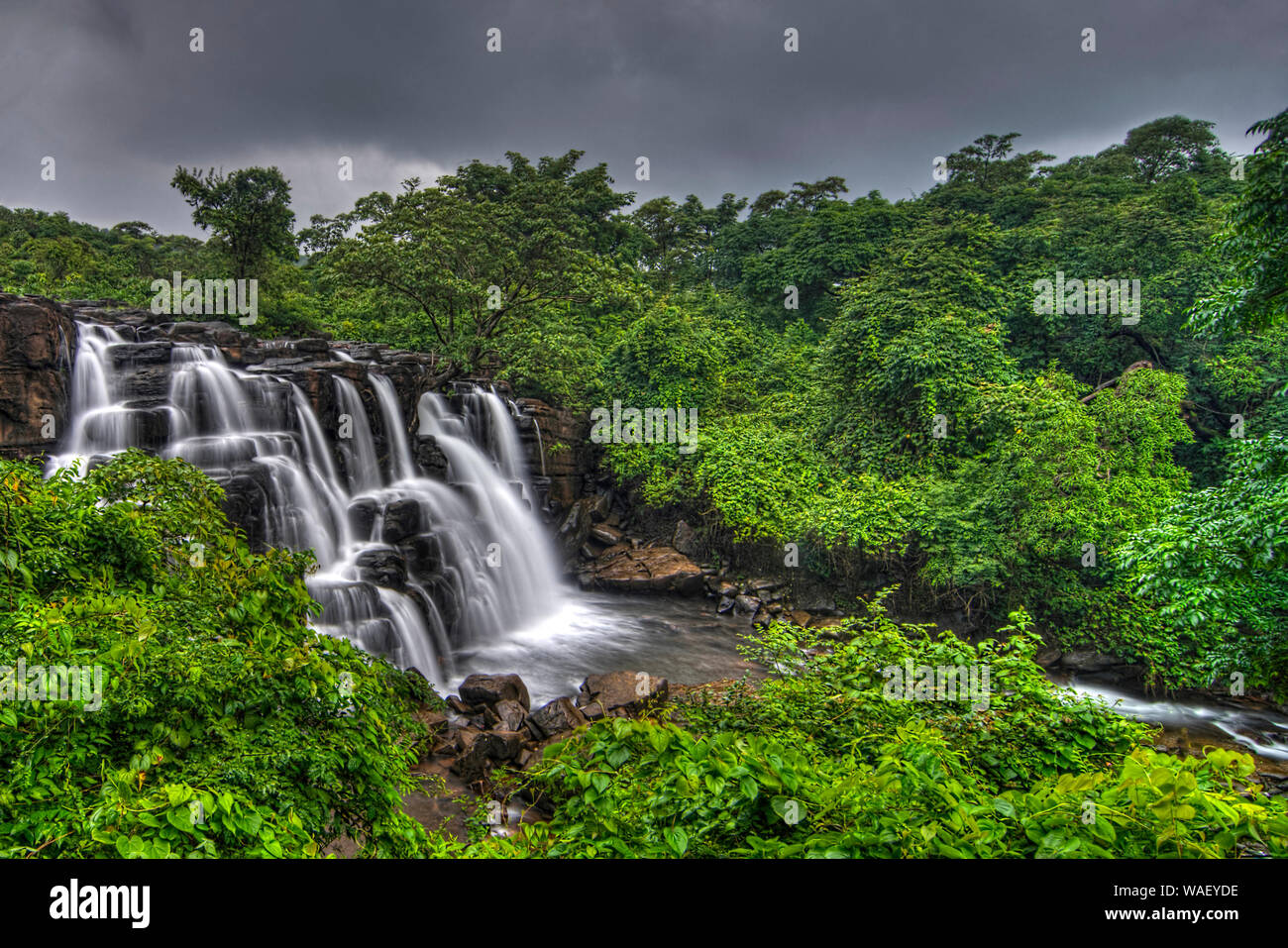 Savdav waterfall in monsoon, Kankavli, Maharashtra, India Stock Photo ...