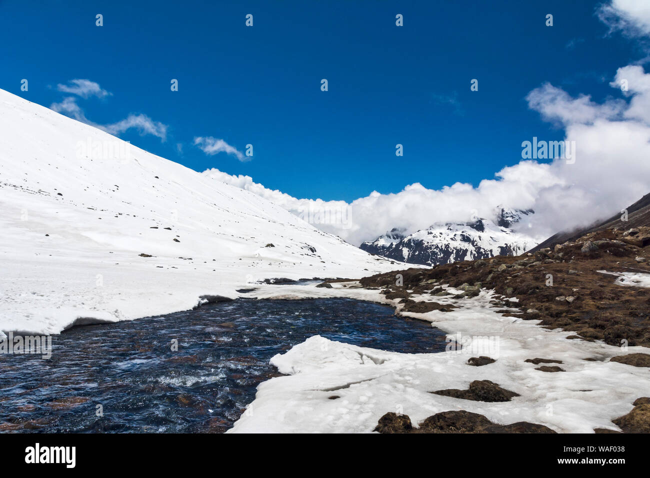 Glacier river at Zero Point, Sikkim, India Stock Photo - Alamy