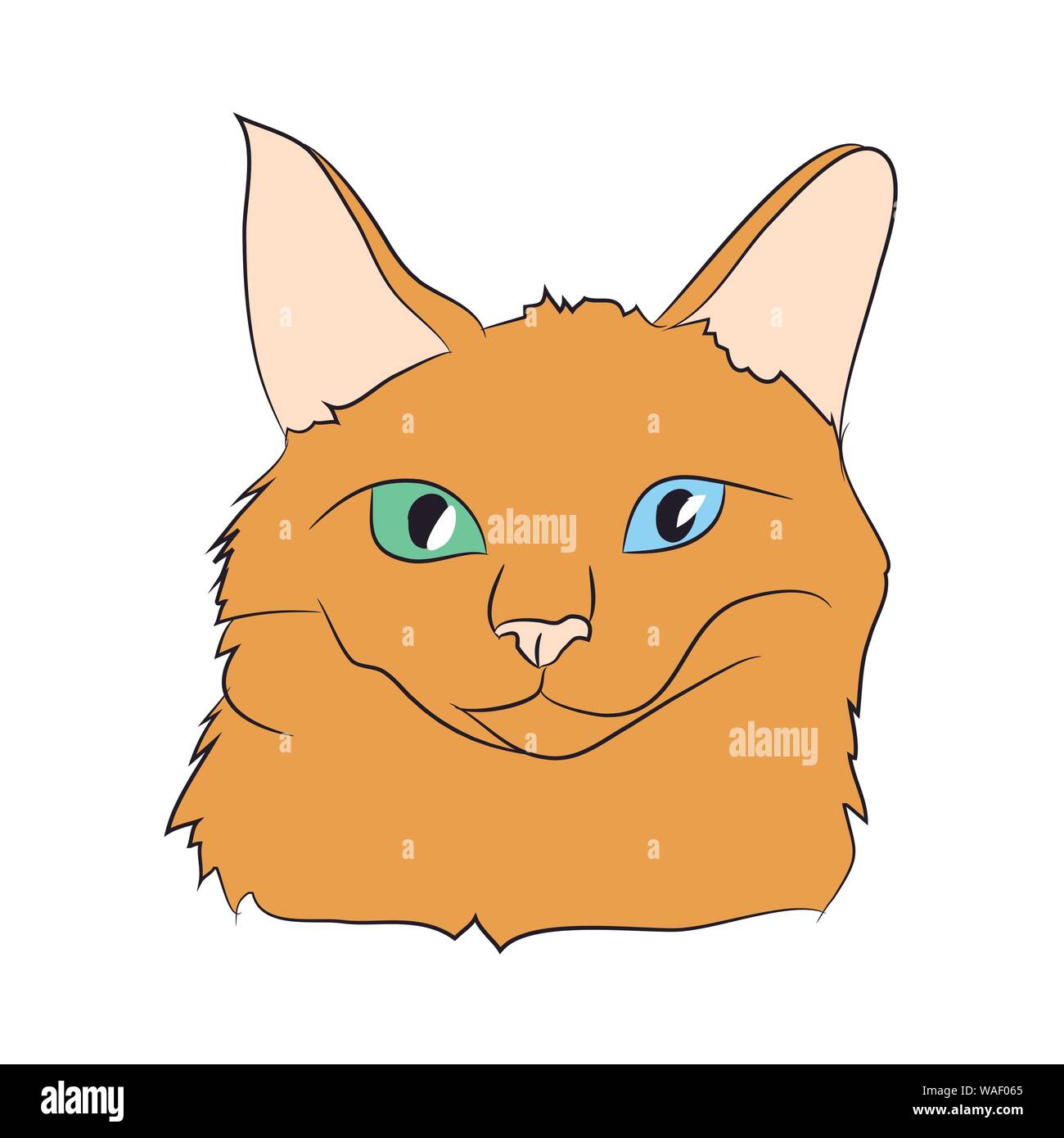 cat portrait, vector, white background, color drawing Stock Vector ...