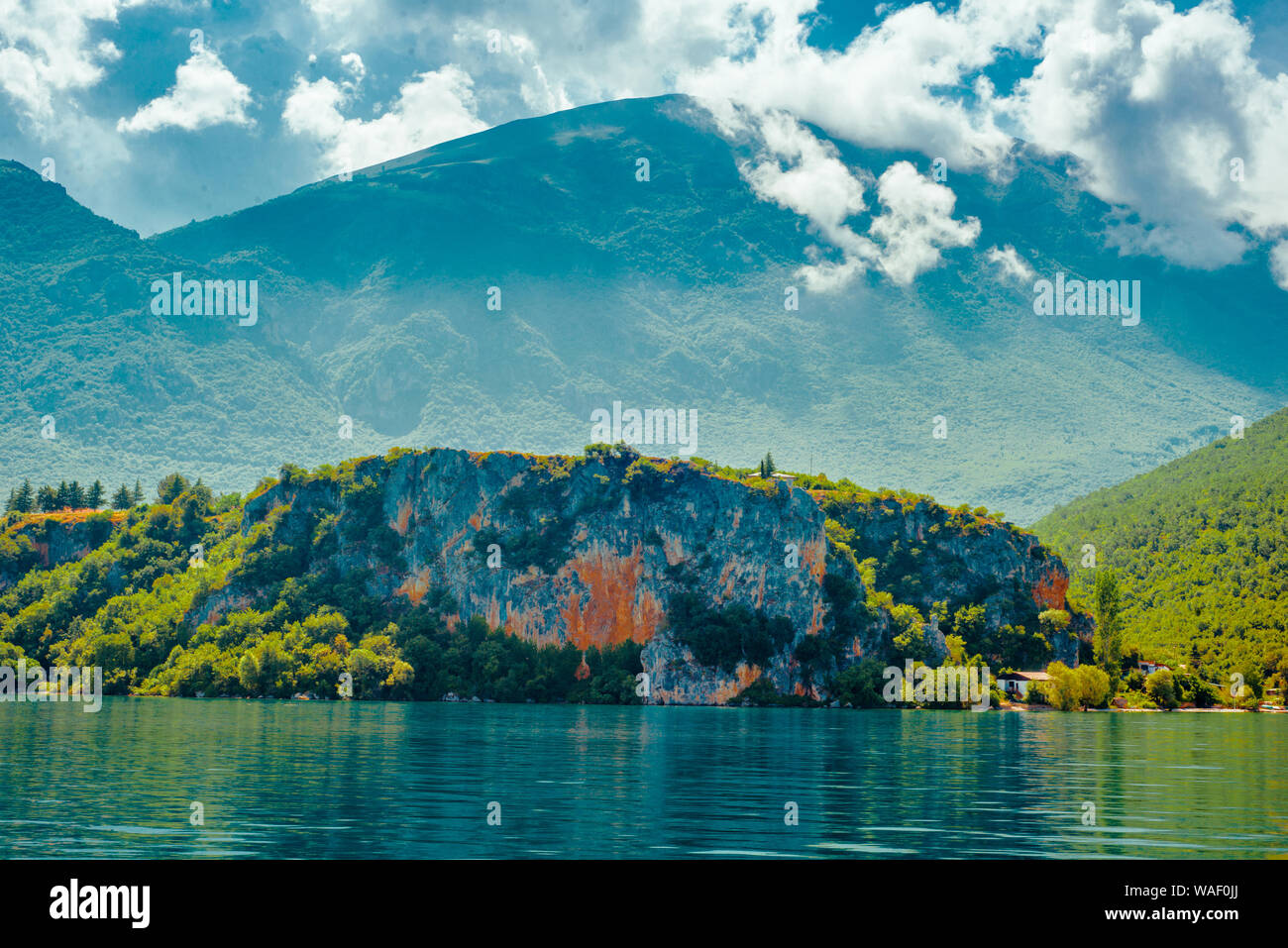 North macedonia. Ohrid. Hills and mountains with forest beside Ohrid ...