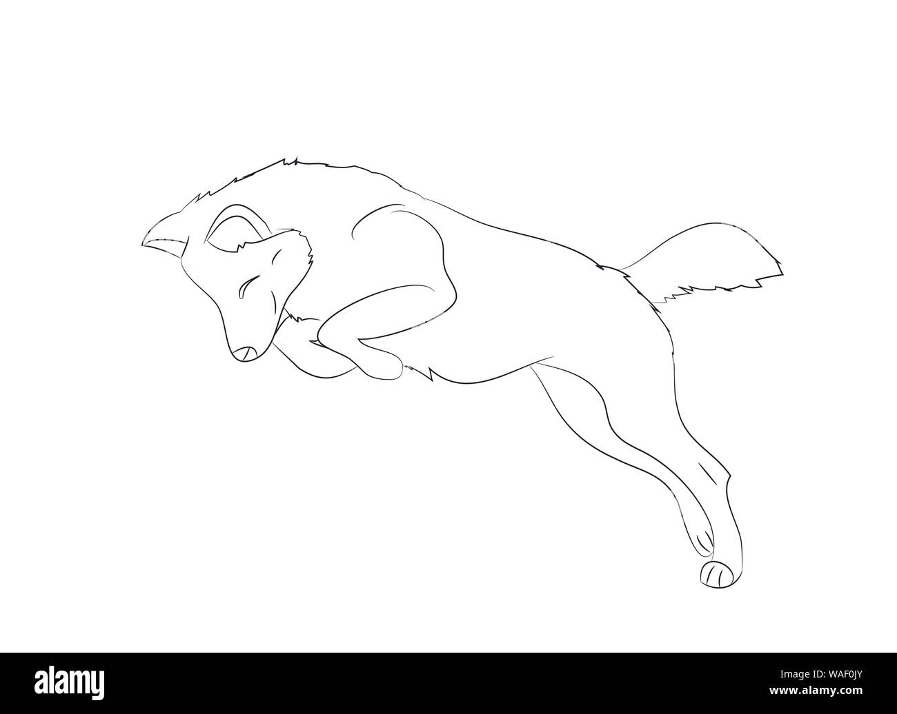 wolf runs, image lines, vector, white background Stock Vector Image ...